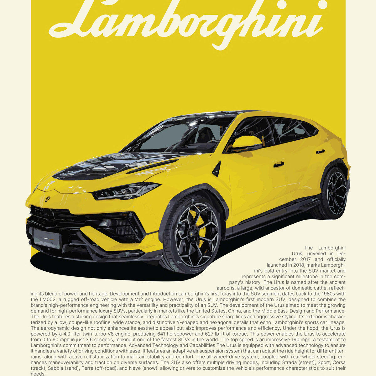 "Lamborghini Urus" Poster - 30x40, 50x70, 70x100 - Merchsweden