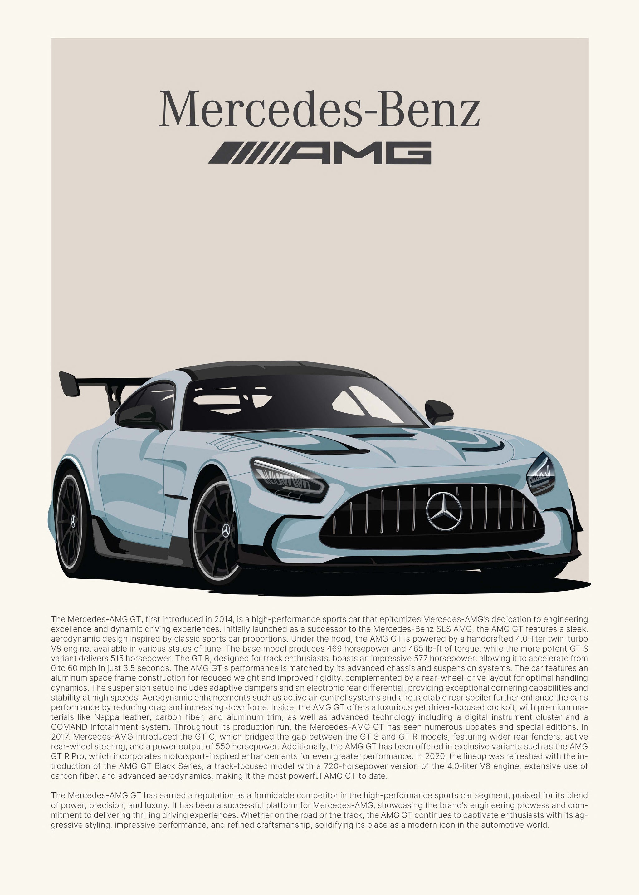 "Mercedes AMG GT" Poster - 30x40, 50x70, 70x100 - Merchsweden